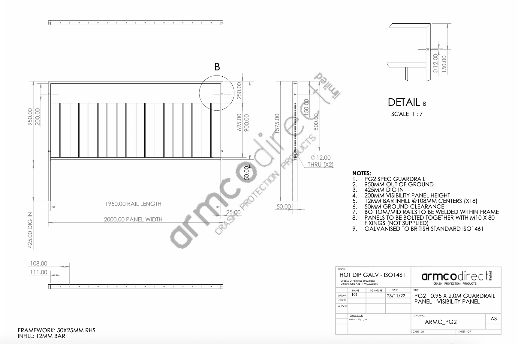 Pedestrian Guardrail Standard Detail – Armco Direct Armco Direct