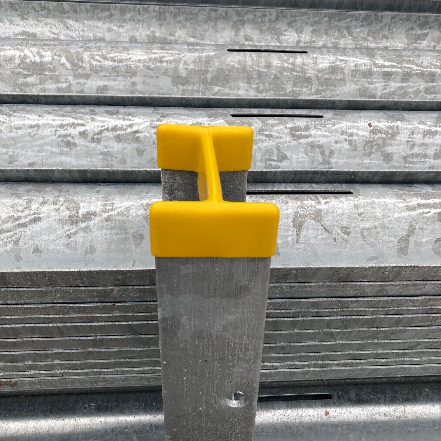 Yellow PVC RSJ Post Cap RAL1007 | Armco Direct
